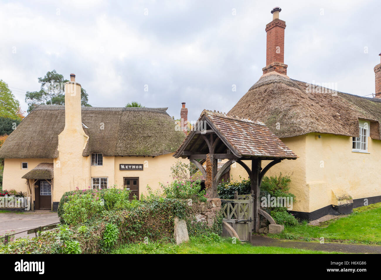 The Exmoor village of Luccombe, Exmoor National Park, Somerset, England ...