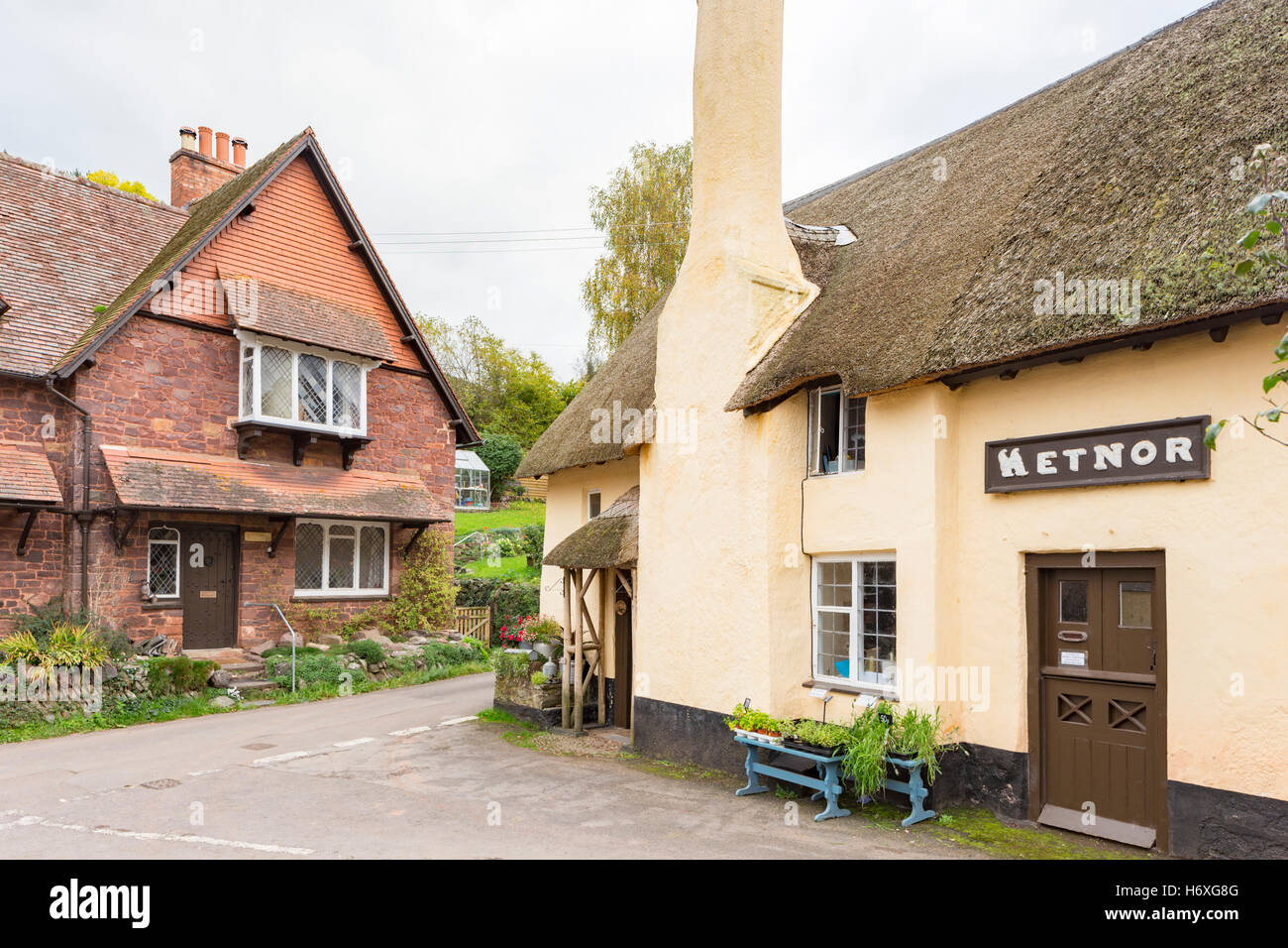 The Exmoor village of Luccombe, Exmoor National Park, Somerset, England ...