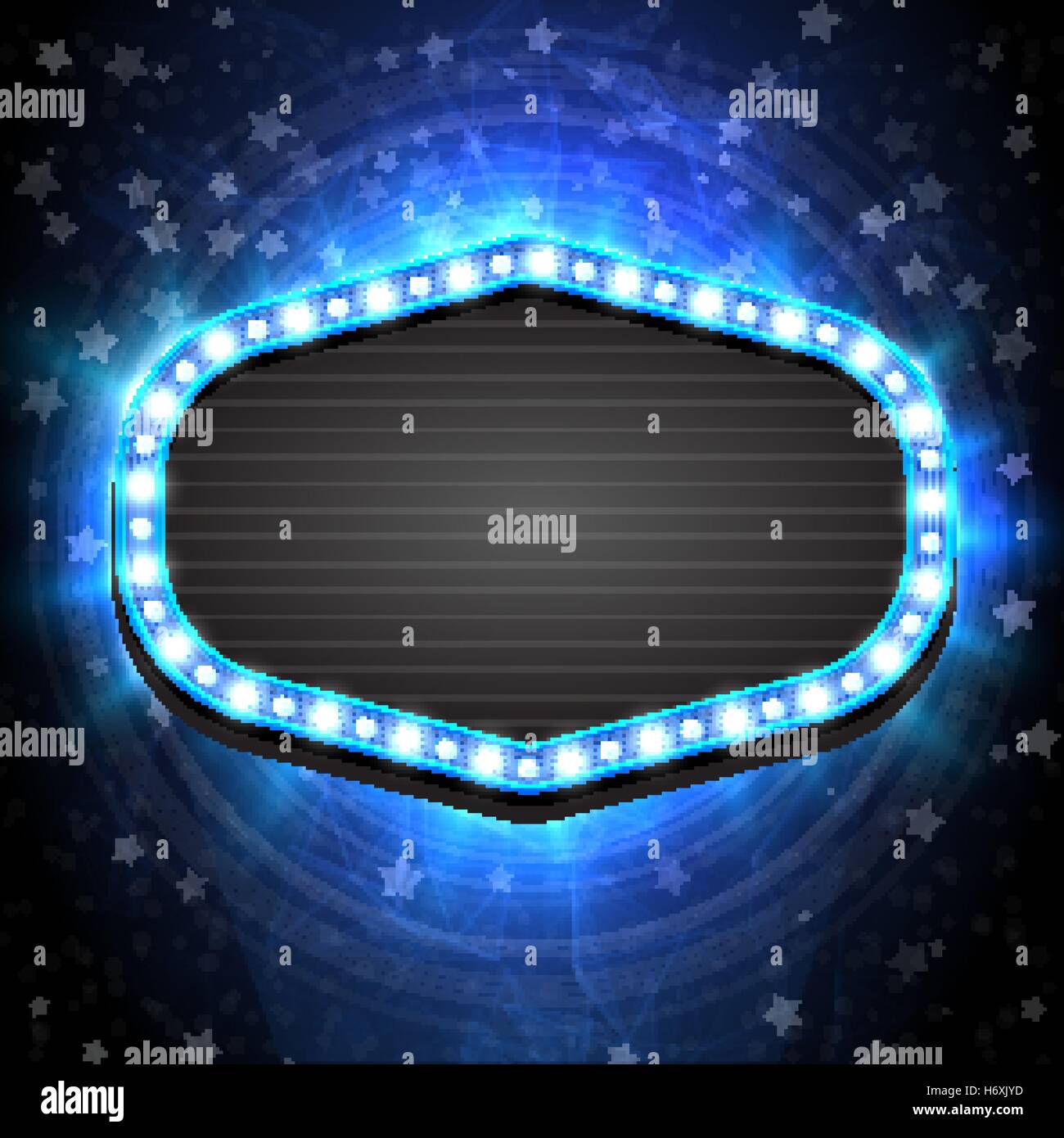 Shining winter empty blue retro light frame banner template on ...