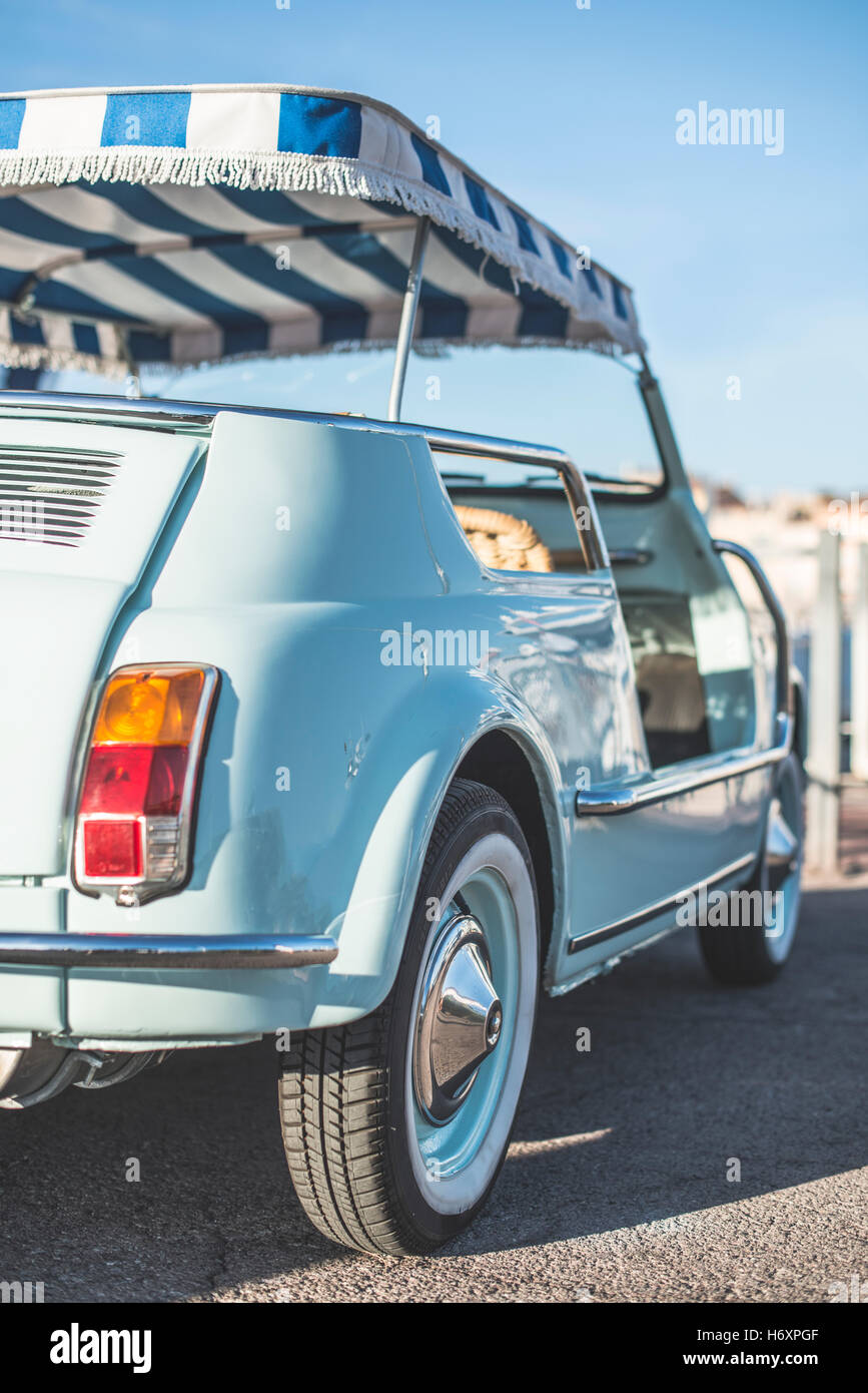 Vintage small blue car hi-res stock photography and images - Alamy