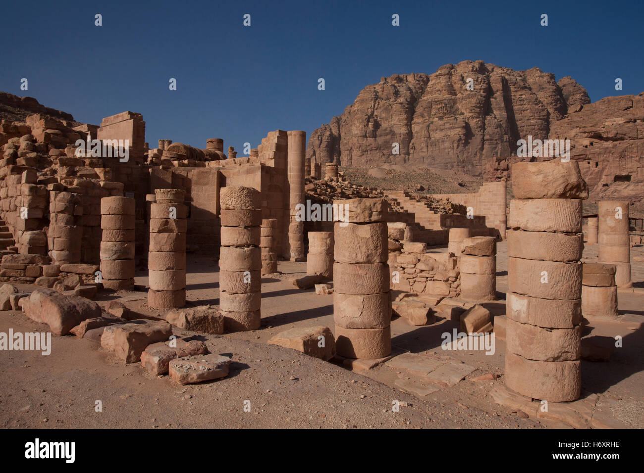 View of the Lower Temenos of the Nabatean Great Temple located at Petra ...