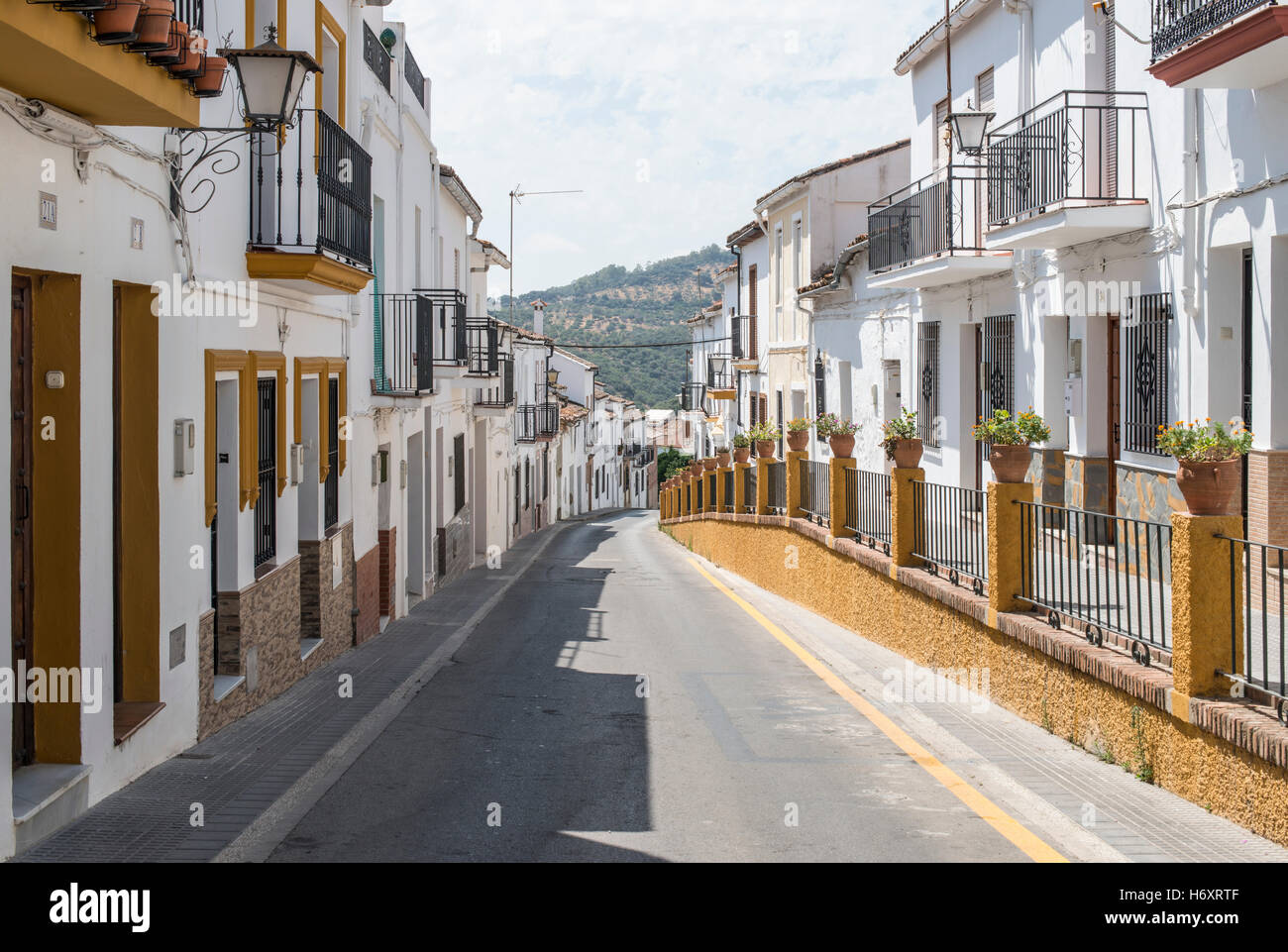 Typical spanish village. Street and houses Stock Photo - Alamy