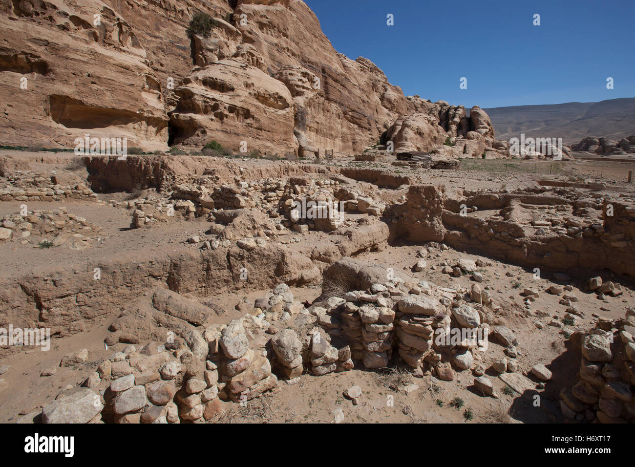 Ancient ruins at al Beidha or Bayda a Neolithic archaeological site a ...