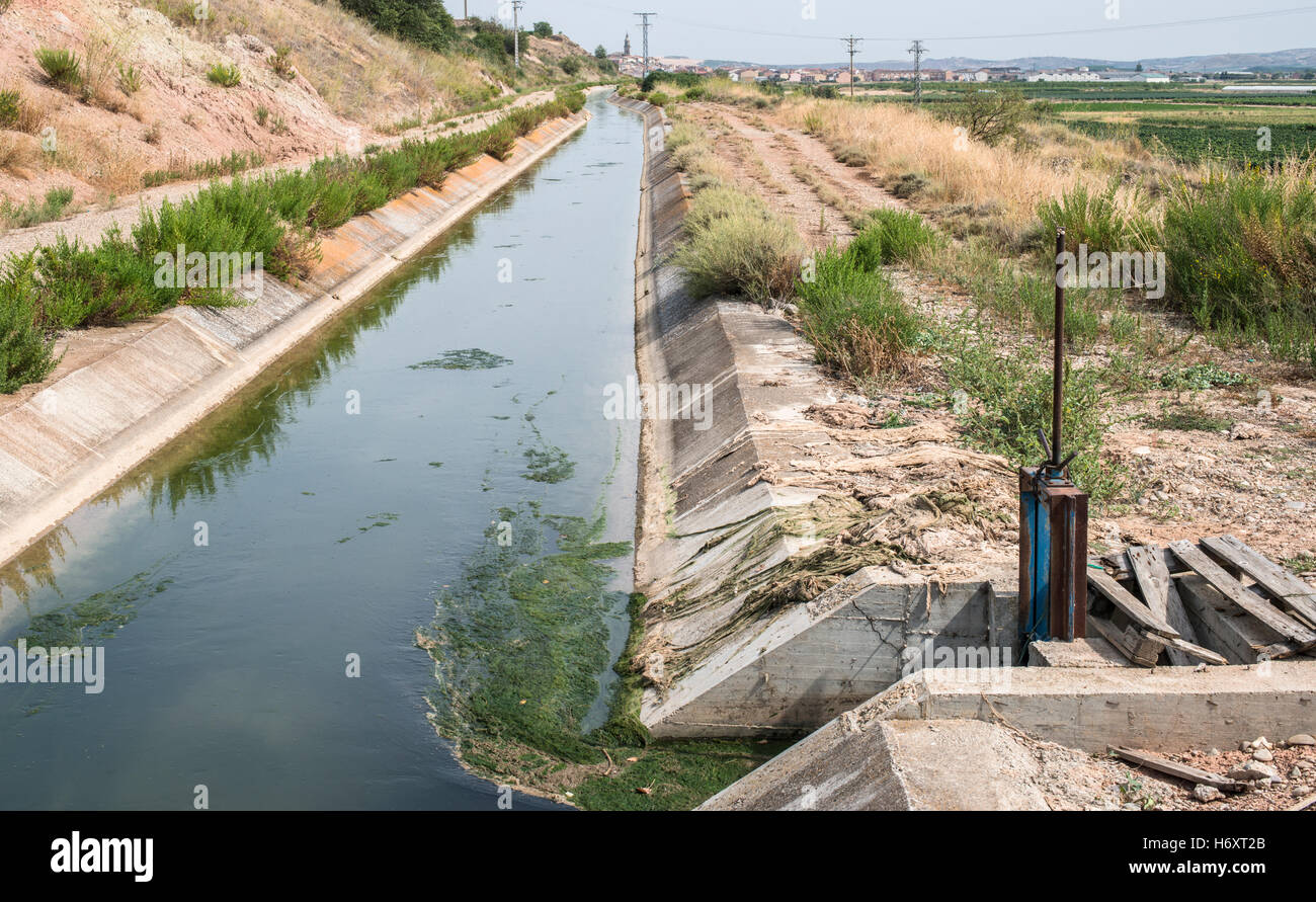 Irrigation canal and green plants Stock Photo - Alamy