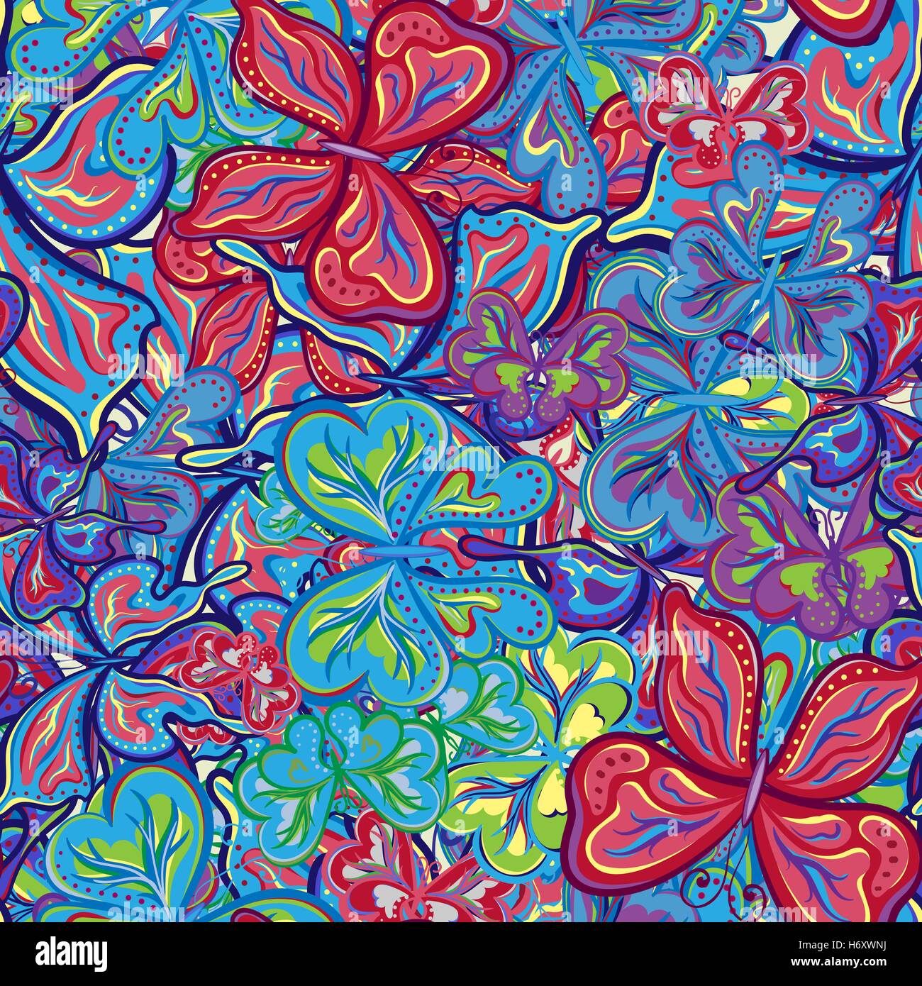 Seamless vector pattern with butterflies for textile, fabric or ...