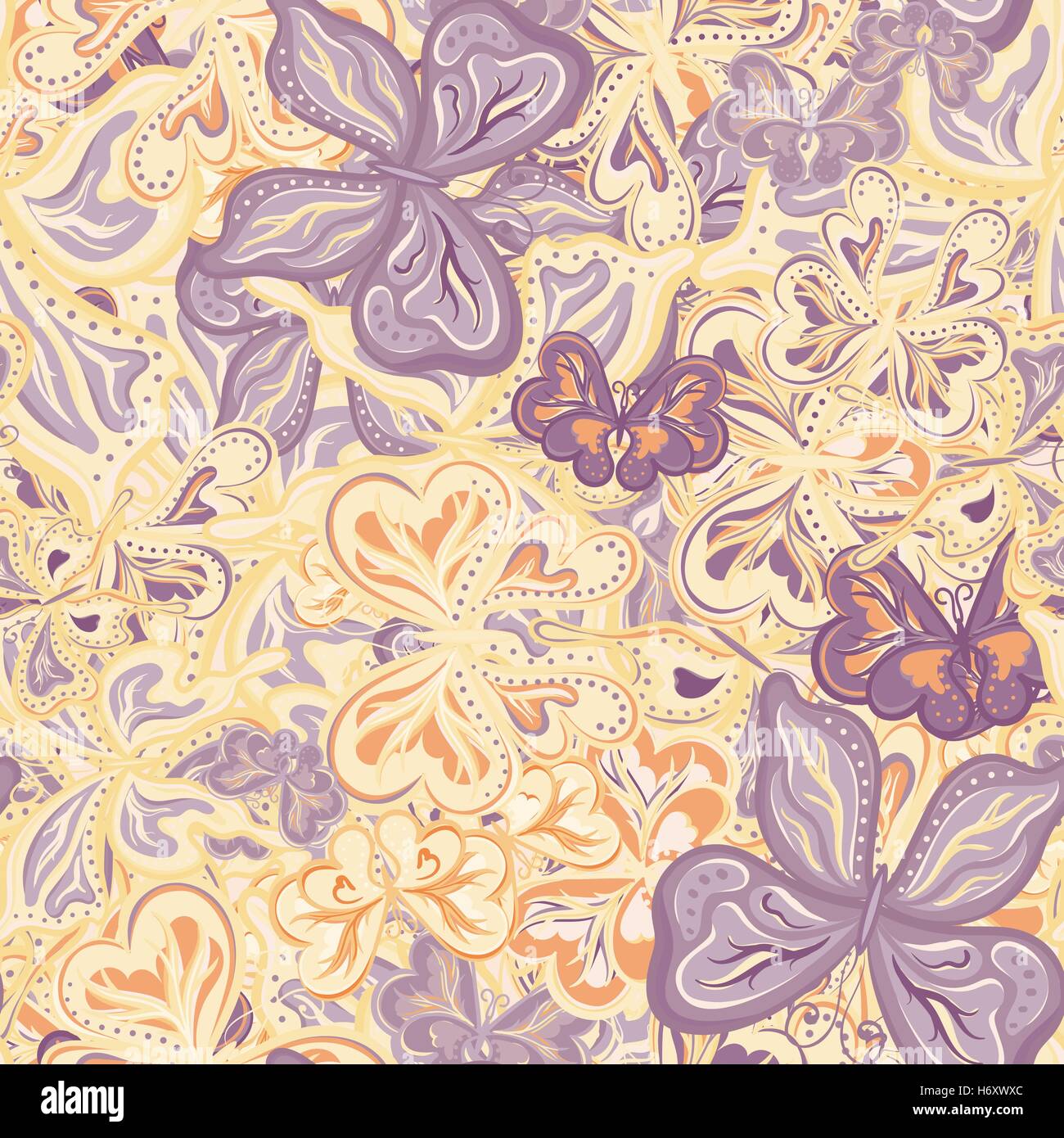 Seamless vector pattern with butterflies for textile, fabric or ...
