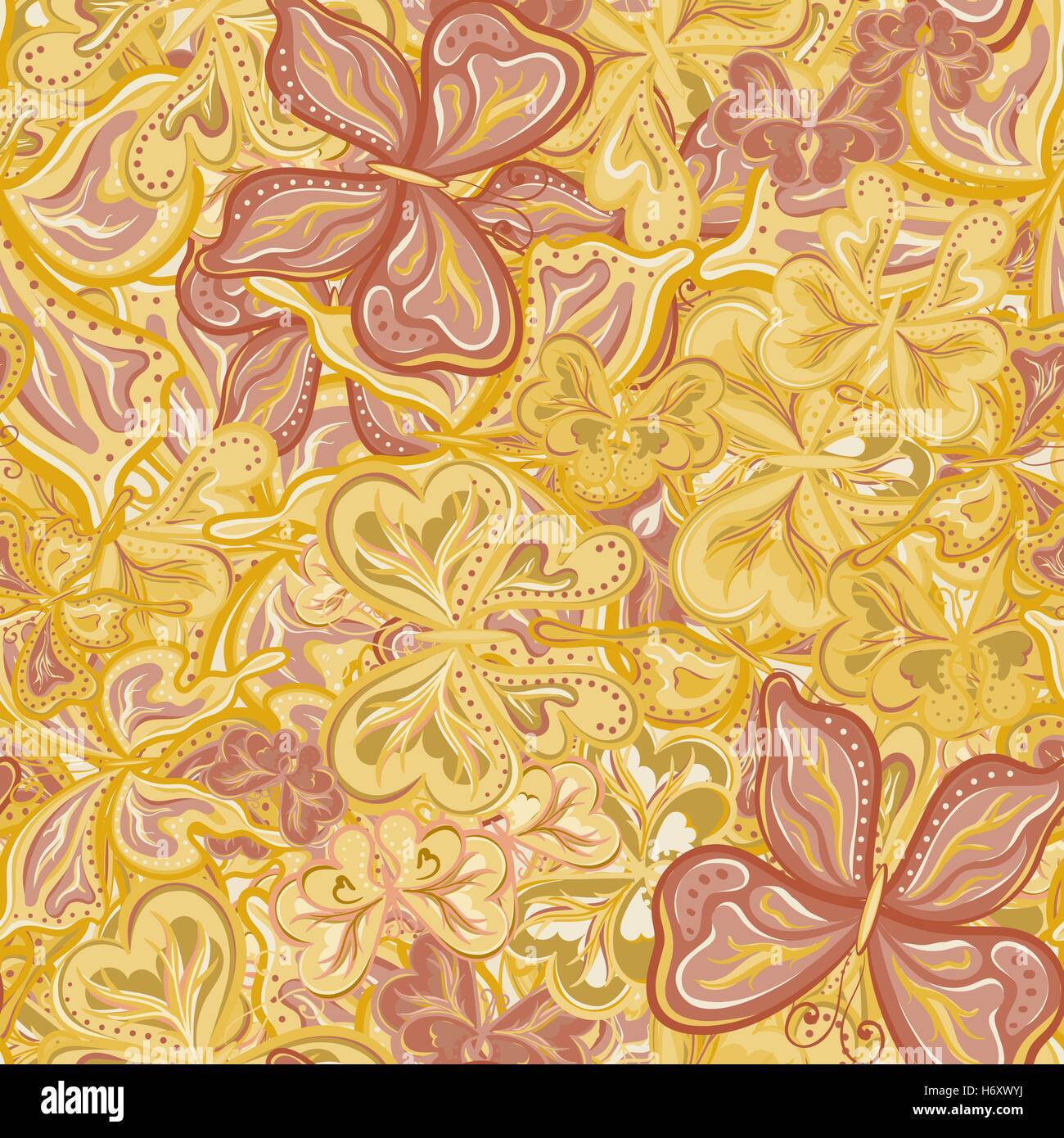 Seamless vector pattern with butterflies for textile, fabric or ...
