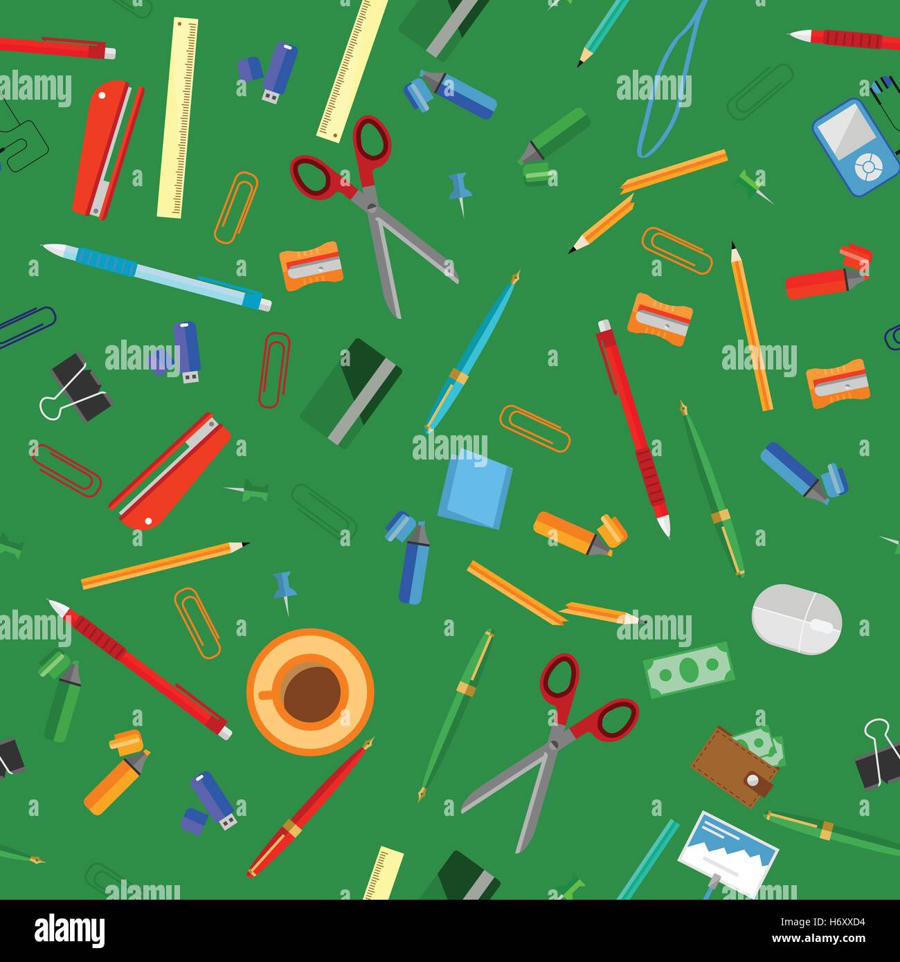 Seamless flat business vector pattern with stationery Stock Vector ...