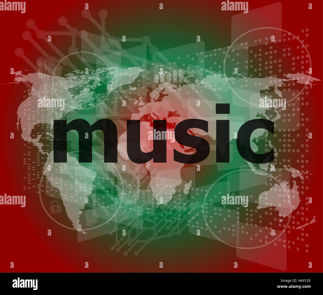 music word, backgrounds touch screen with transparent buttons. concept ...