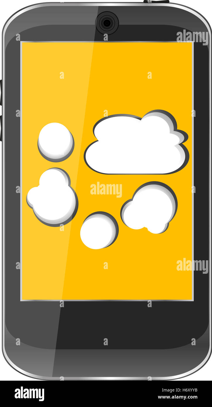 Mobile phone with a cloudy sky on the screen Stock Photo - Alamy