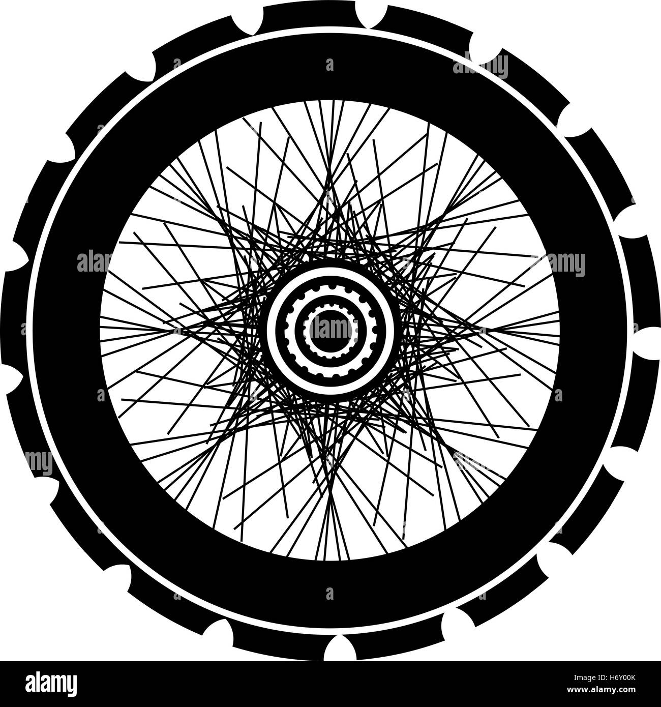 bike wheel black silhouette. bicycle wheels with tyre and spokes ...