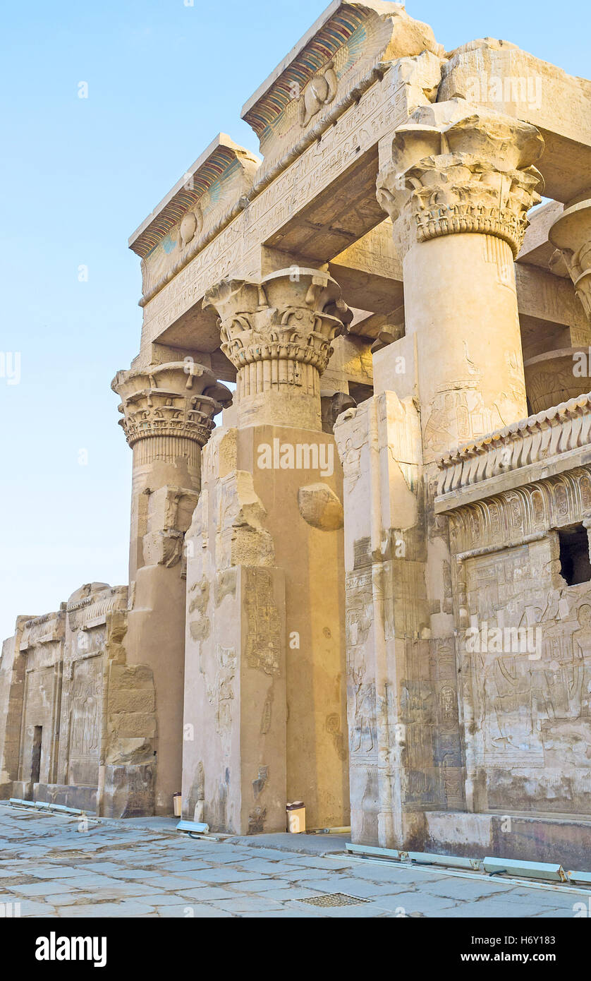 Kom Ombo Temple is famous for its double entrance and symmetric halls ...