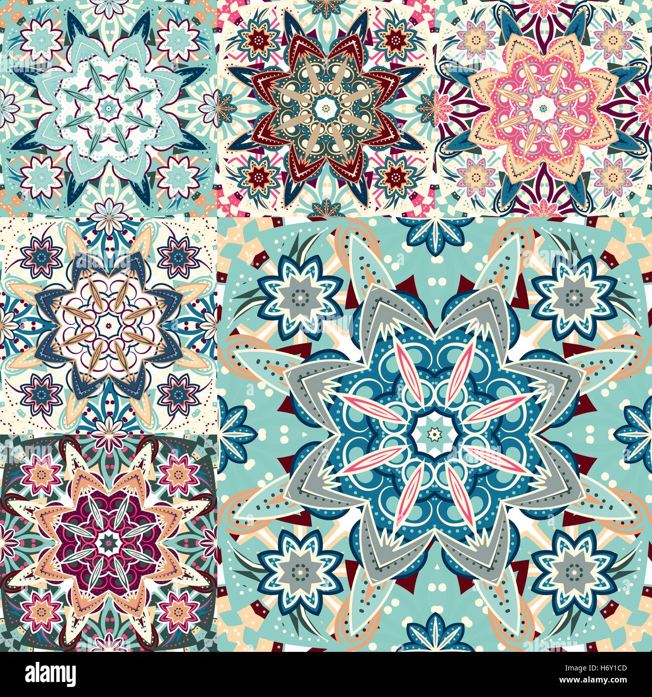 Set of seamless colorful patterns in oriental style. Islam, Arabic ...