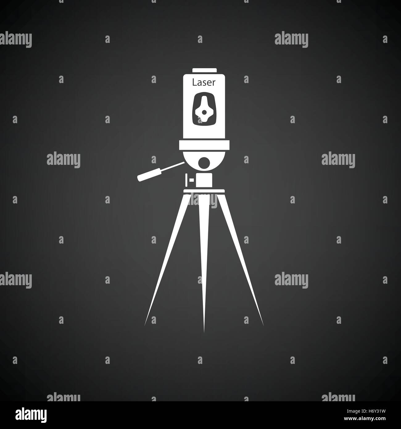 Laser level tool icon. Black background with white. Vector illustration ...