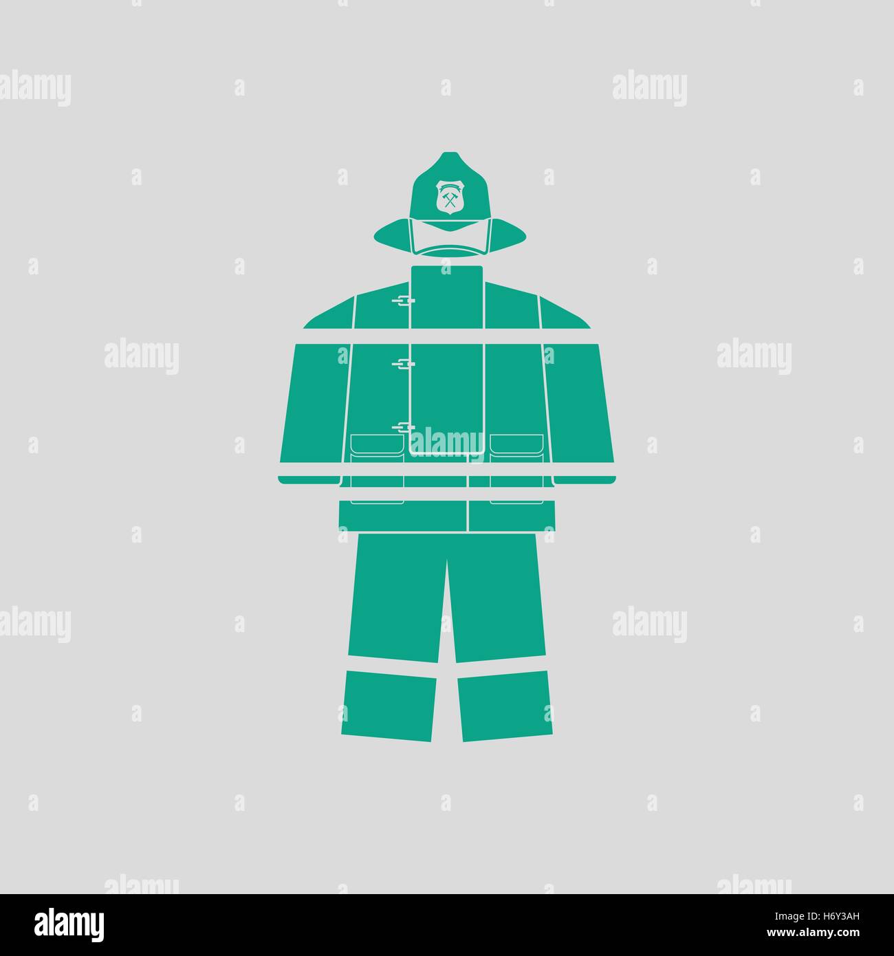 Fire service uniform icon. Gray background with green. Vector ...