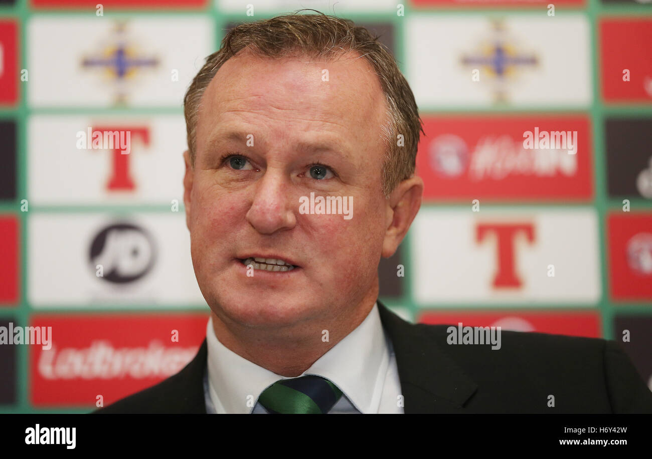 Northern Ireland Manager Michael O'Neill during the squad announcement ...