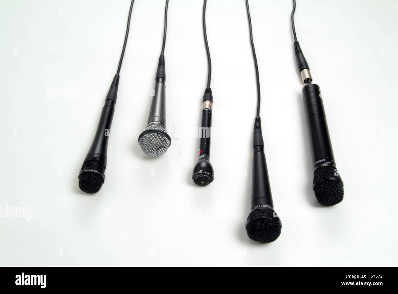 A selection of five microphones Stock Photo - Alamy