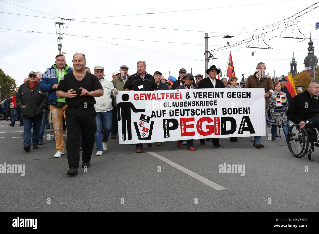 Dresden, Germany. 31st Oct, 2016. Members of Pegida movement marched at ...