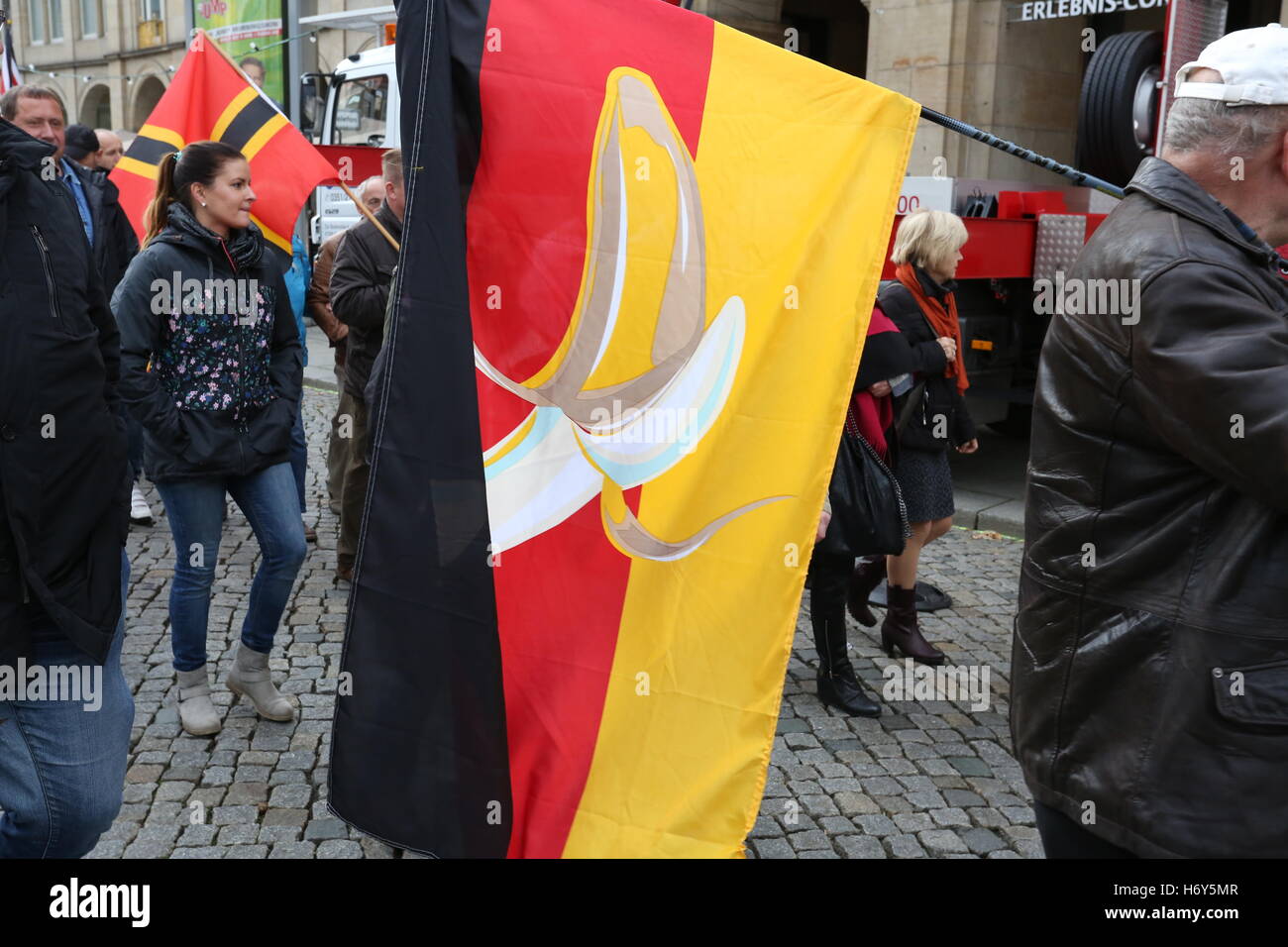 Dresden, Germany. 31st Oct, 2016. Members of Pegida movement marched at ...