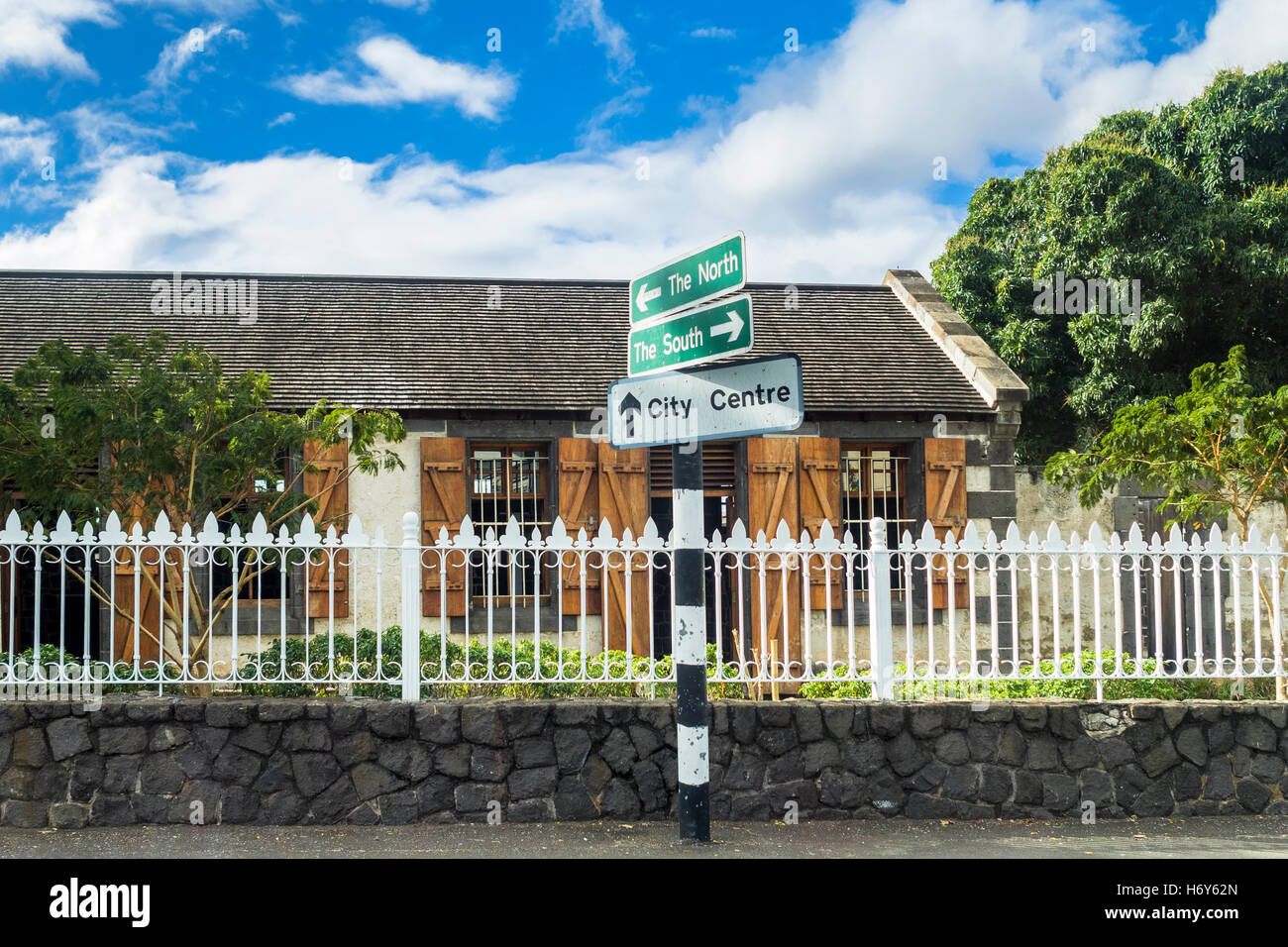 Street signs outside the hospital block of the immigaration depot ...