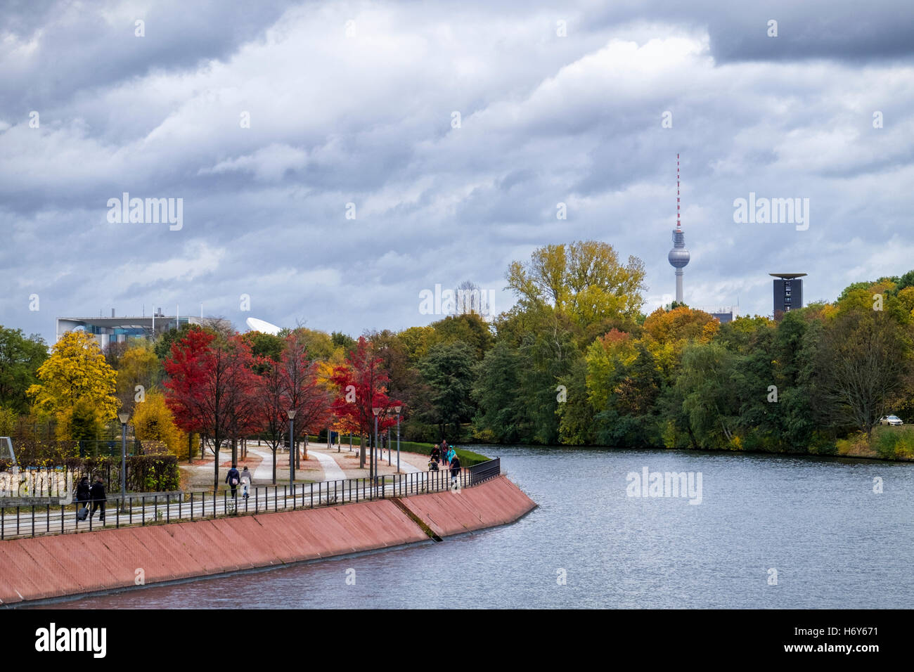 Berlin. landscape view of the Spree river colourful autumnal trees and ...