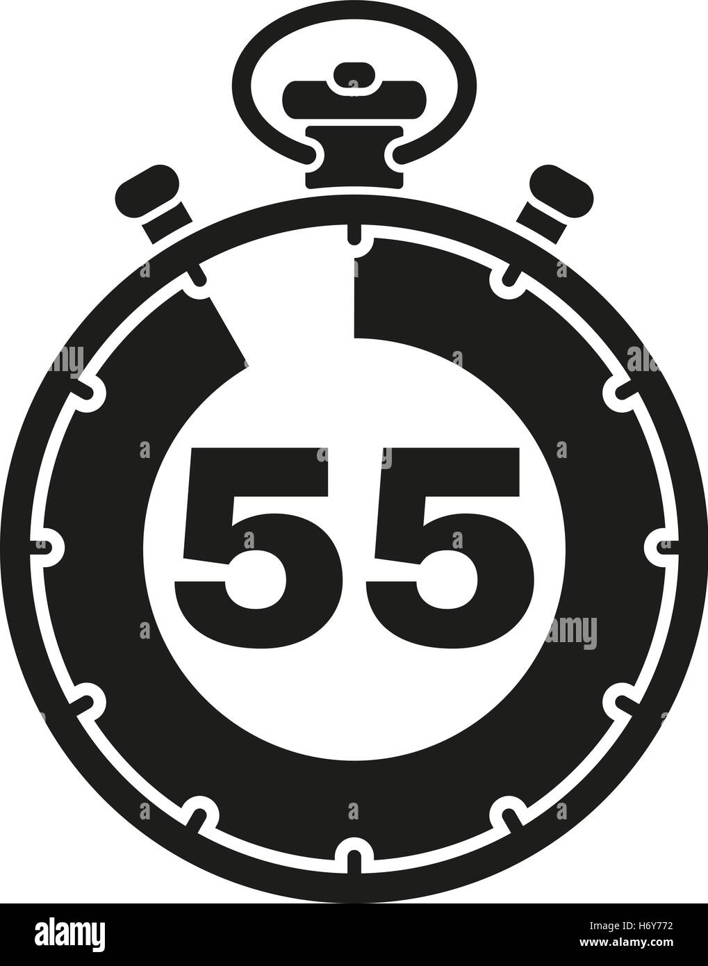 The 55 seconds, minutes stopwatch icon. Clock and watch, timer ...