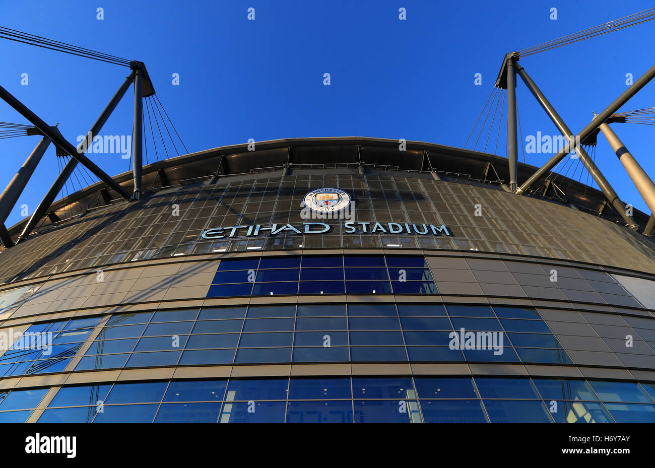 A general view of the Etihad Stadium before the UEFA Champions League ...