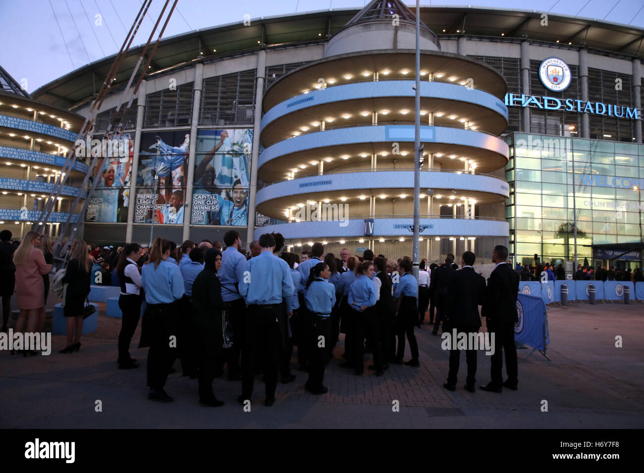 Fire alarm ahead uefa champions league match etihad stadium hi-res ...