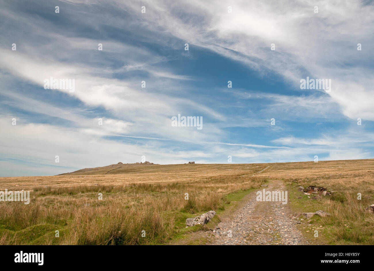 Impressive moorland scenery at Great Mis Tor on Dartmoor Stock Photo ...