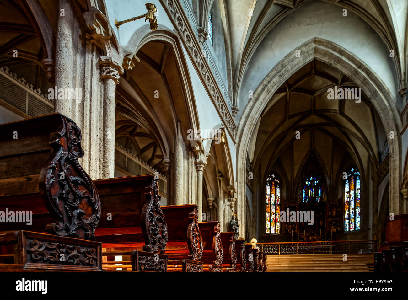 Beautiful medieval church interior, Salzburg, Austria Stock Photo - Alamy
