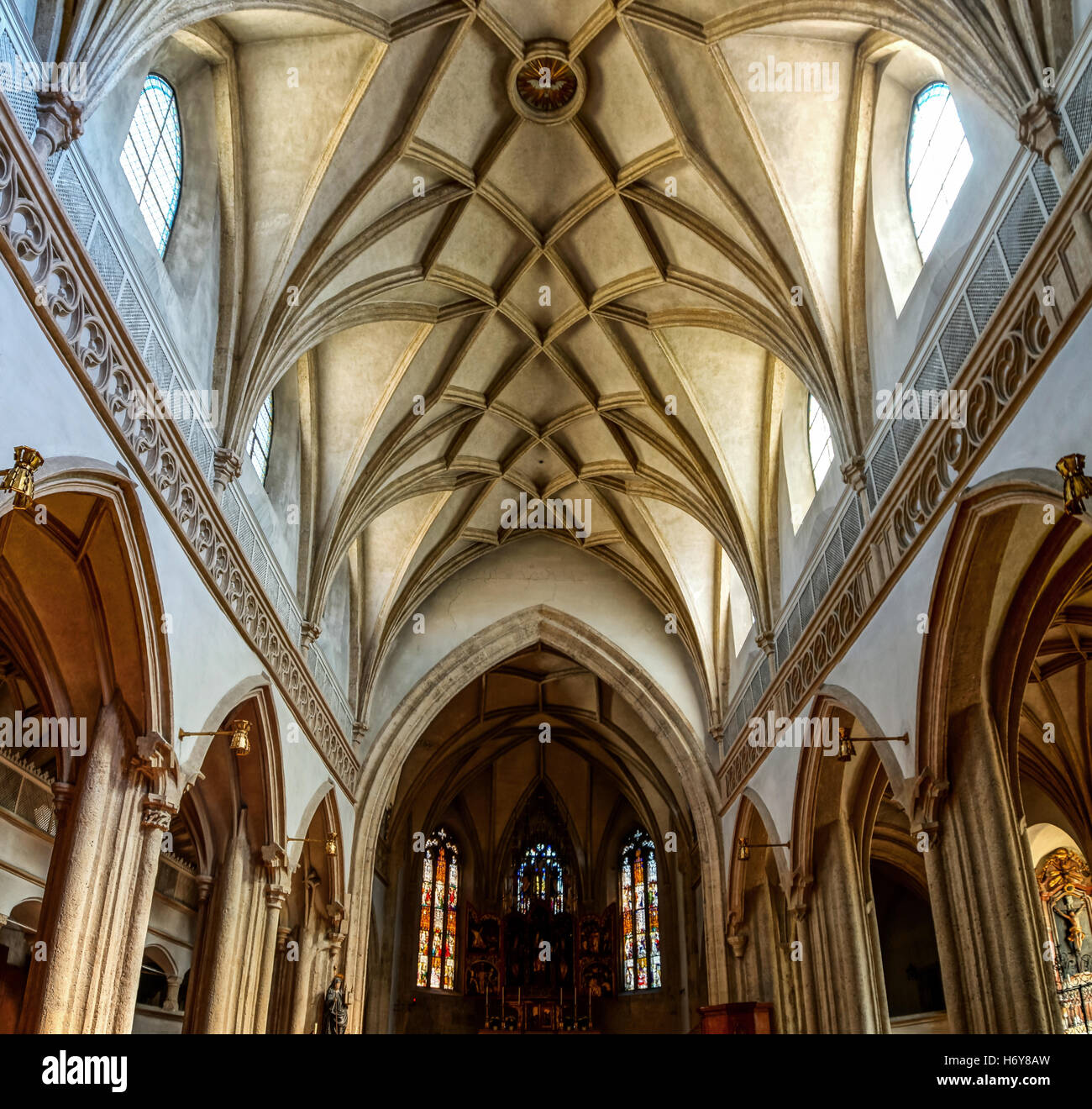 Beautiful medieval church interior, Salzburg, Austria Stock Photo - Alamy