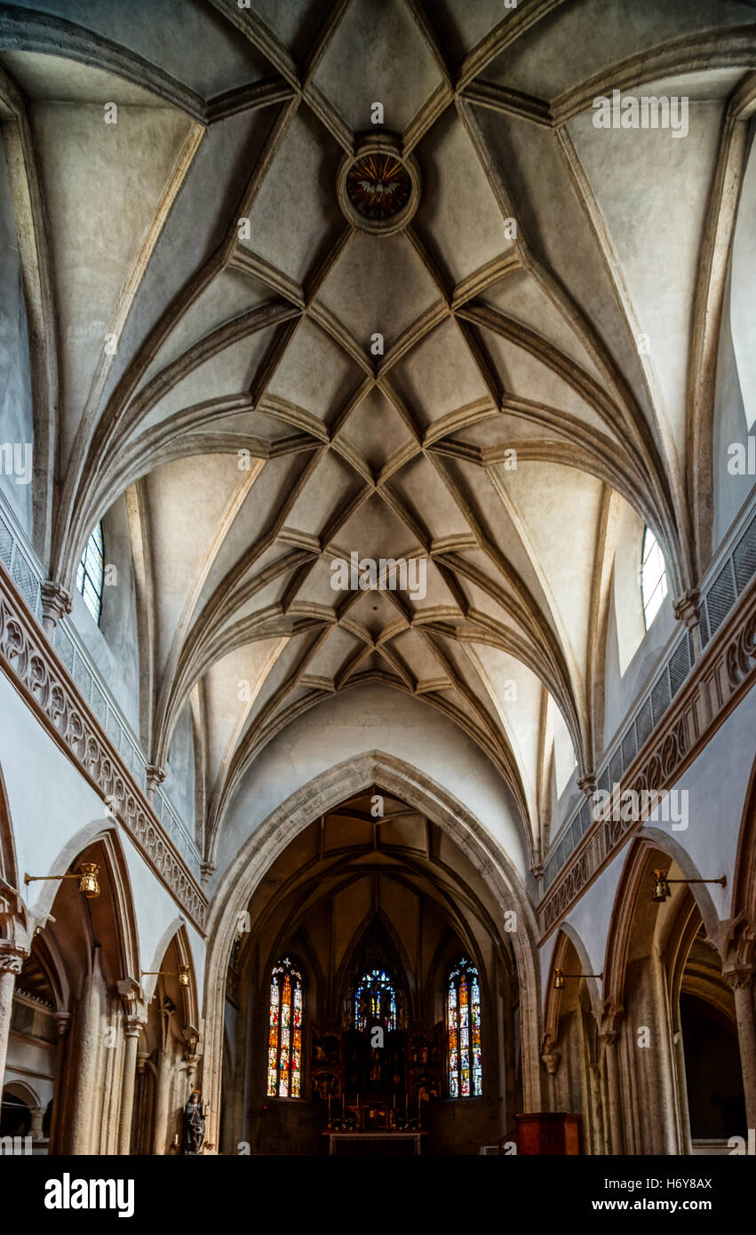 Beautiful medieval church interior, Salzburg, Austria Stock Photo - Alamy