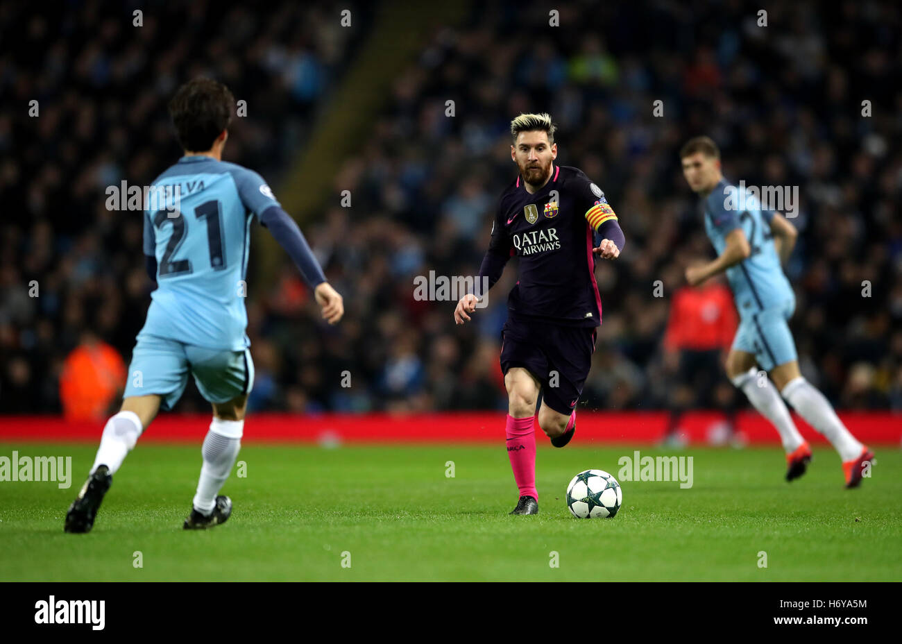 Barcelona's Lionel Messi in action during the UEFA Champions League ...