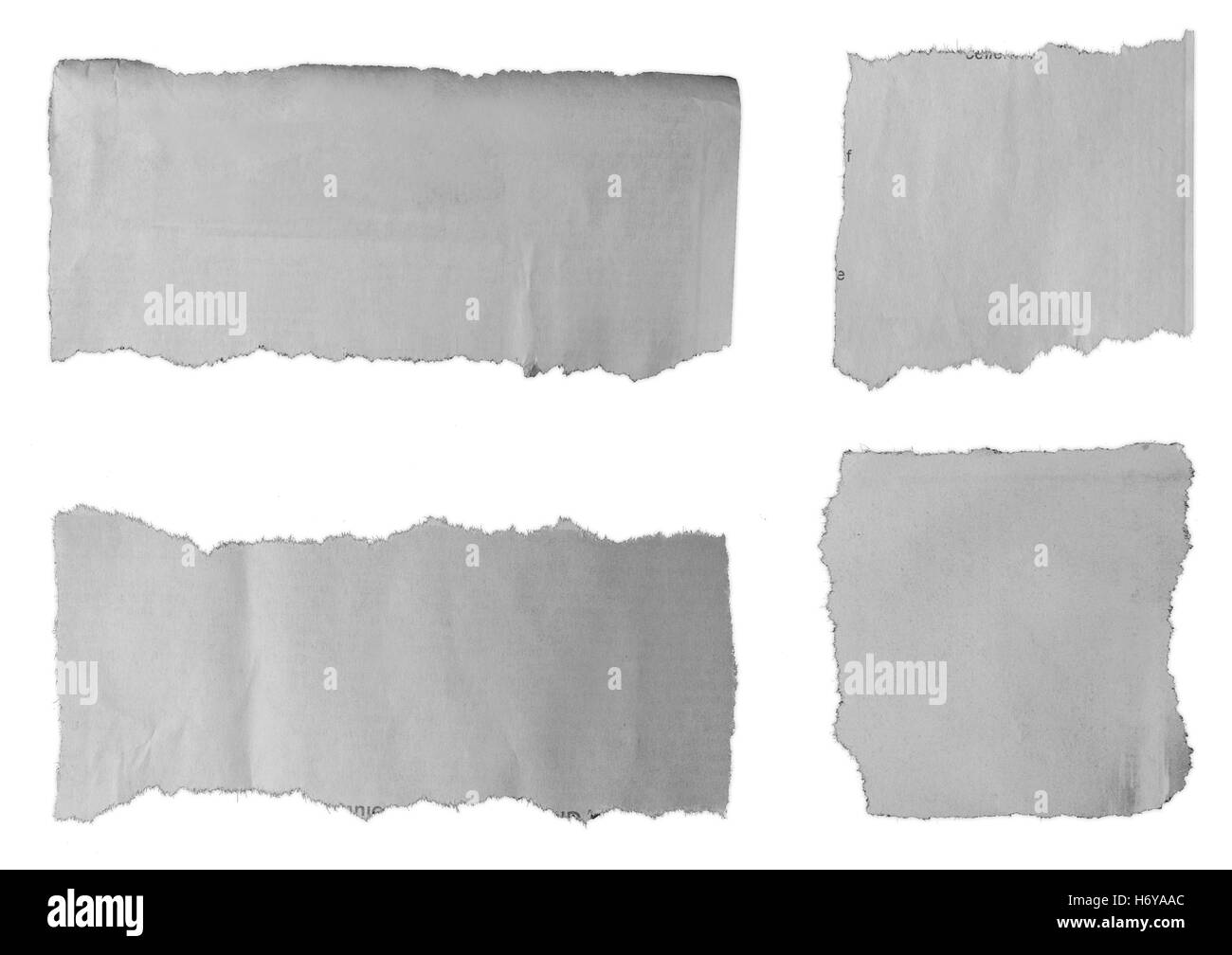 Four pieces of torn paper on plain background Stock Photo - Alamy