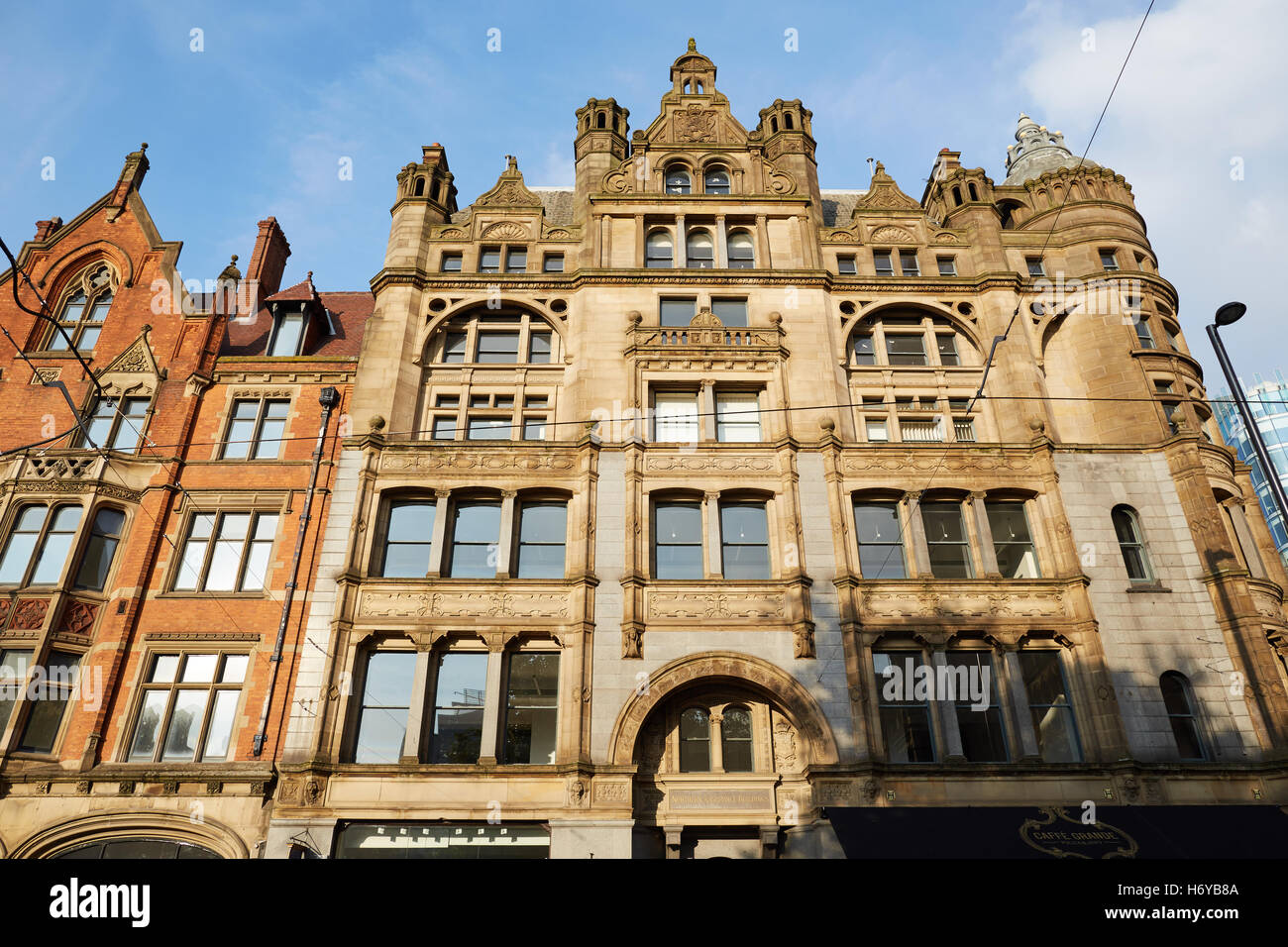 Manchester Metrolonk trams passing NORTHERN ASSURANCE BUILDING 9 ...