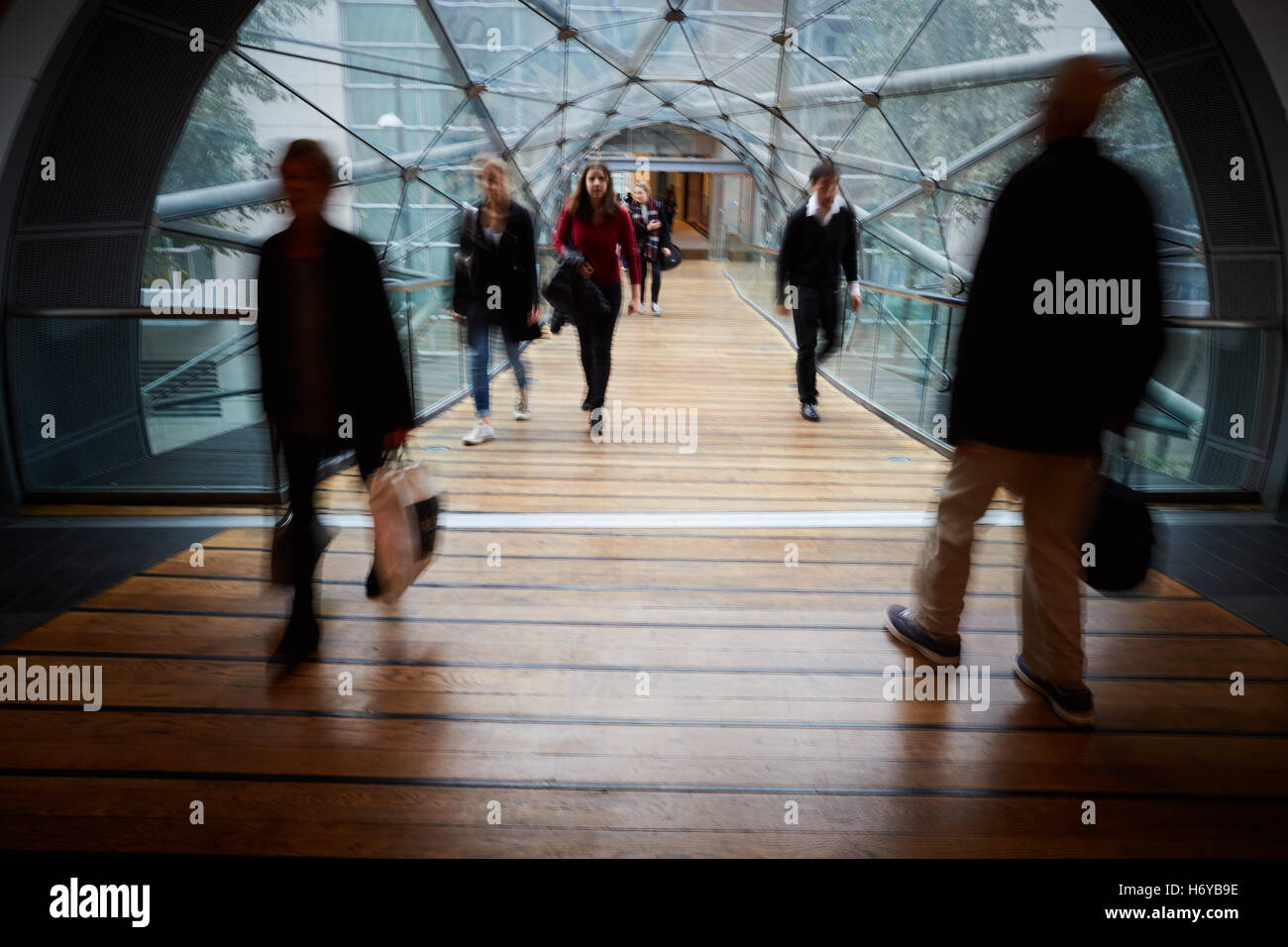 Manchester glass walkway Arndale connect Shoppers walk through glass ...