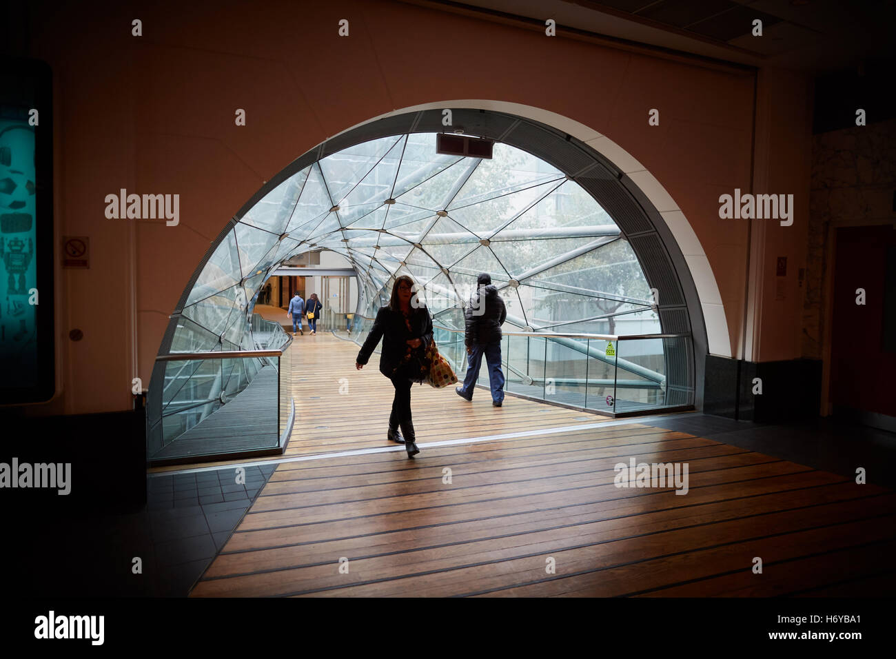 Manchester glass walkway Arndale connect Shoppers walk through glass ...