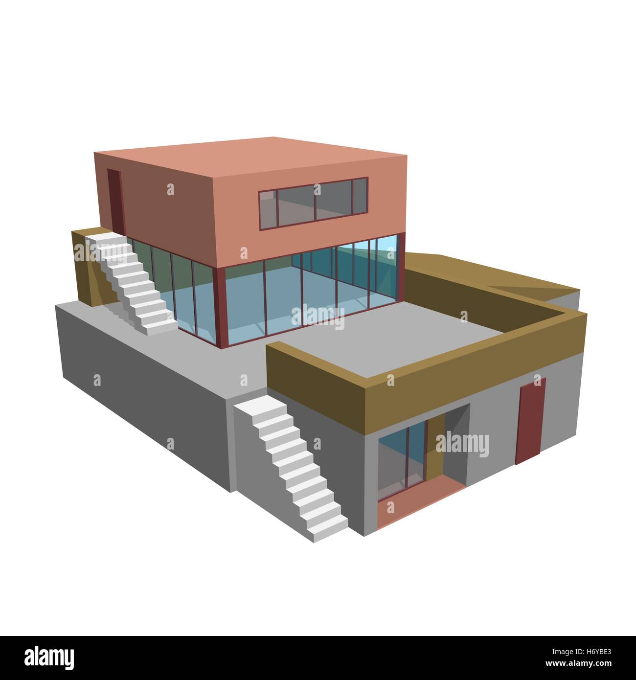 Modern house. Isolated on white background. 3d Vector illustration ...
