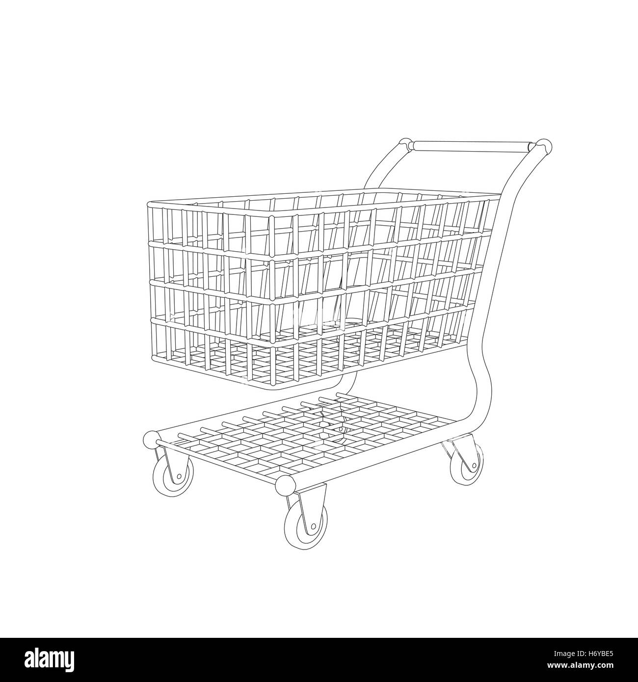 Empty shopping cart. Isolated on white background. Vector outline ...