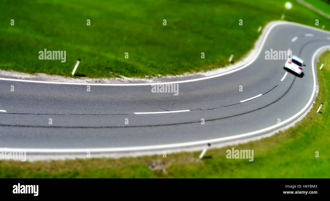 Alpine countryside road in green fields, Austria Stock Photo - Alamy