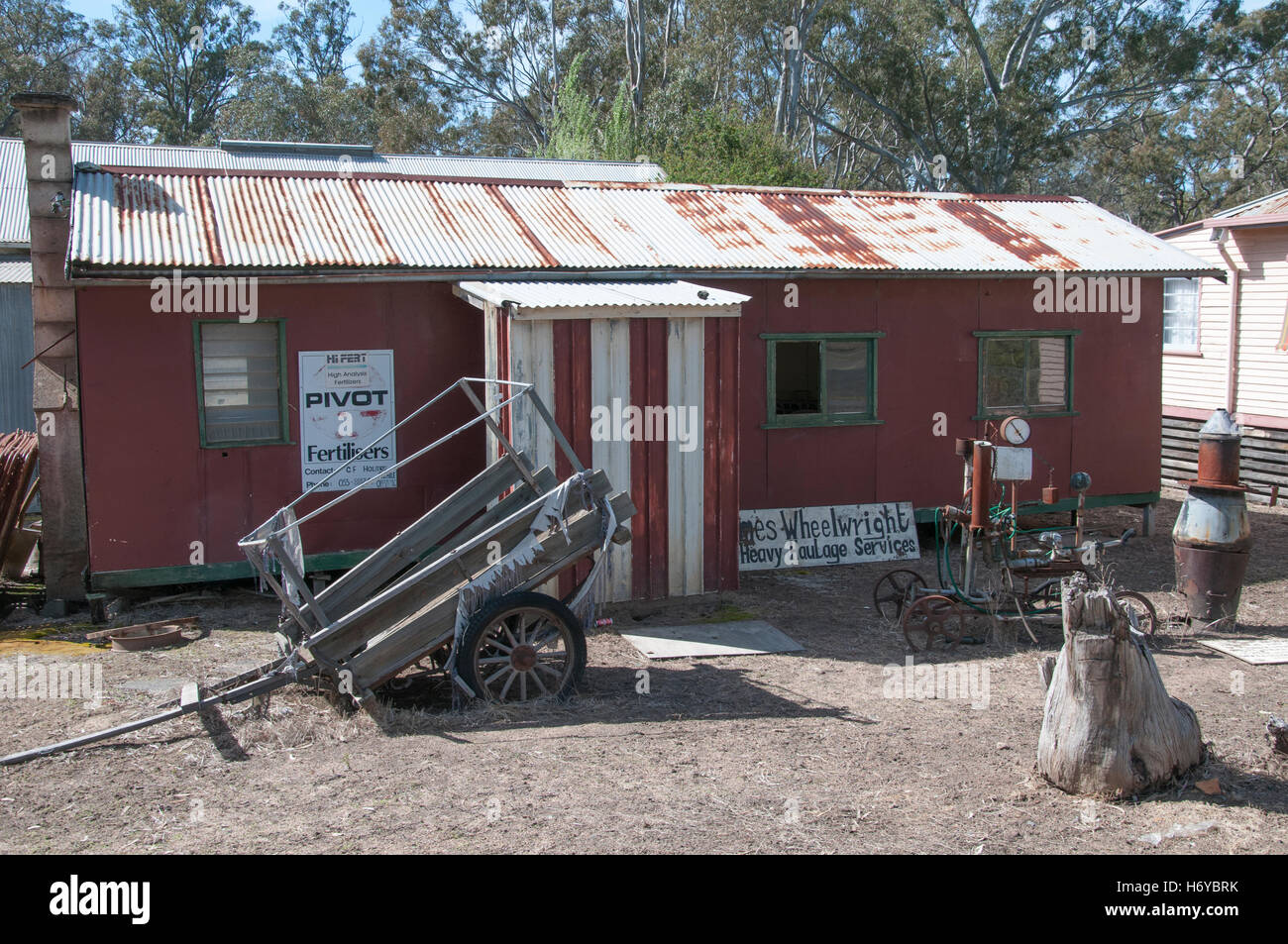 Quirky local business premises at Harrow in the Wimmera region, the ...
