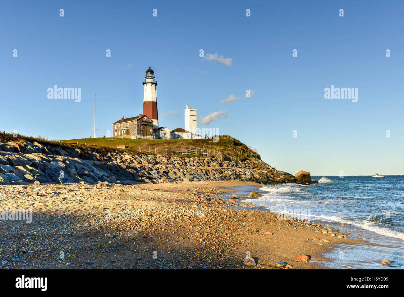 The Montauk Point Lighthouse located adjacent to Montauk Point State ...
