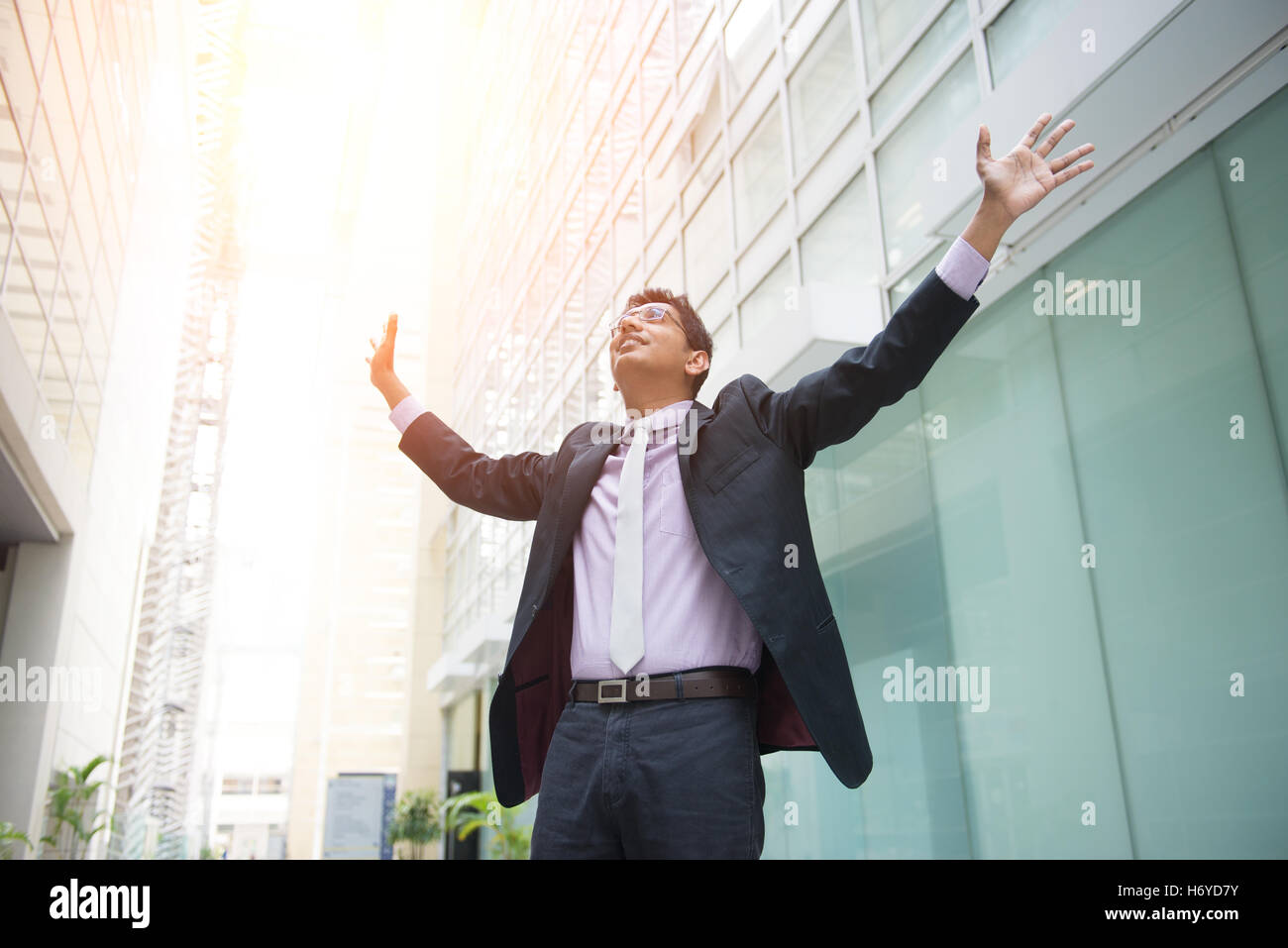 indian male business man celebrating success Stock Photo - Alamy