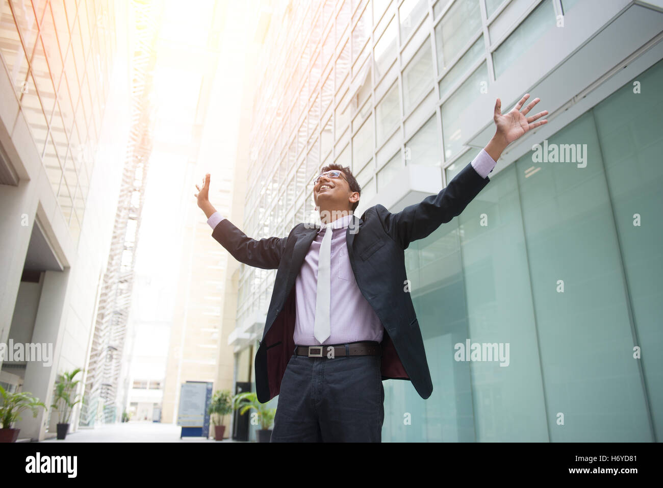 indian male business man celebrating success Stock Photo - Alamy