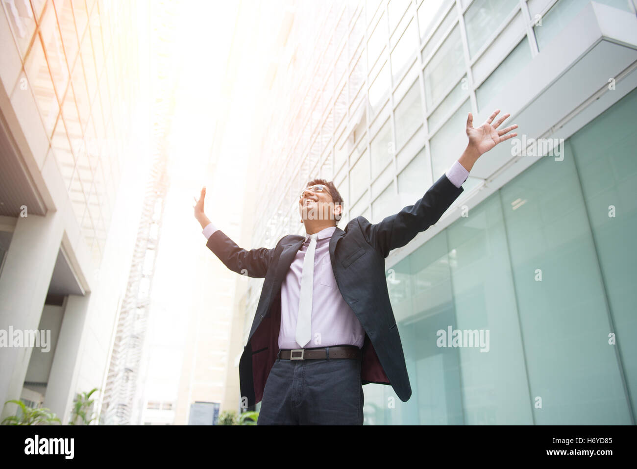 indian male business man celebrating success Stock Photo - Alamy