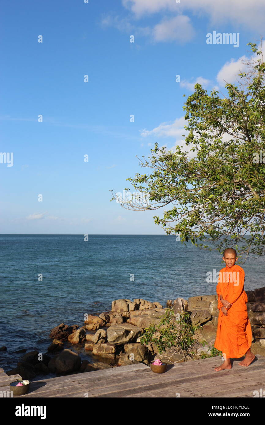 Childhood religion monk praying traditional culture hi-res stock ...
