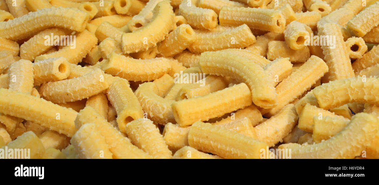 yellow macaroni dry fresh pasta with eggs made in Italy Stock Photo - Alamy