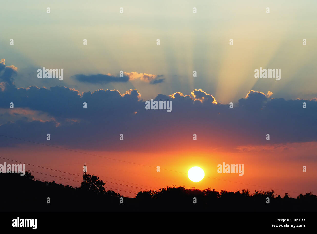Amazing sunset with wonderful colors in summer Stock Photo - Alamy