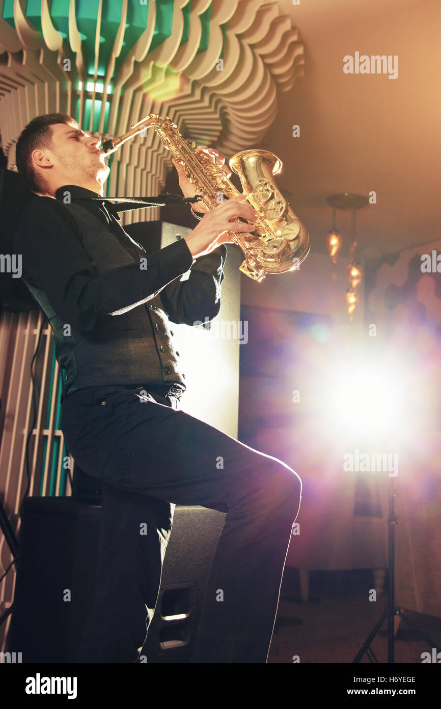 Saxophone in concert musical instrument hi-res stock photography and ...