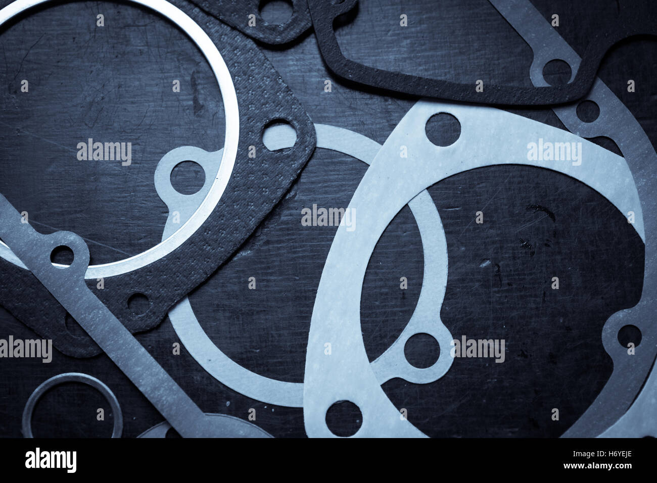 Close up shot of various engine gaskets Stock Photo - Alamy